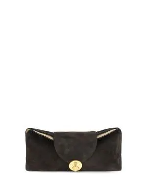 Versace Vivian Suede Pouch With Turn-lock Closure - Brown