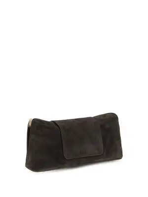 Versace Vivian Suede Pouch With Turn-lock Closure - Brown