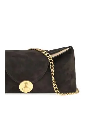 Versace Vivian Suede Pouch With Turn-lock Closure - Brown