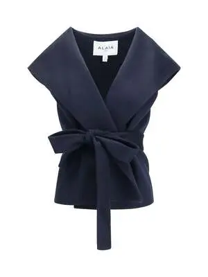 Alaïa Hooded Cashmere Jacket - Blue