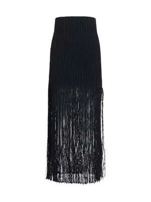 Alaïa Fringe Knit Pencil Skirt - Black