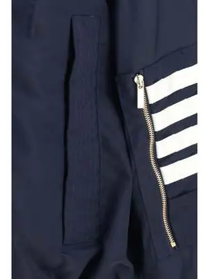 Thom Browne Technical Twill Jacket With Drawstring Hood And Signature Stripes