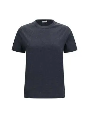 Brunello Cucinelli Monochrome Cotton T-shirt With Jewel Detail - Gray