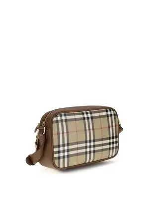 Burberry Check Front Pocket Shoulder Bag - Cream
