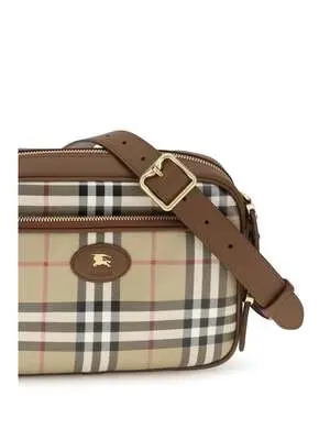 Burberry Check Front Pocket Shoulder Bag - Cream
