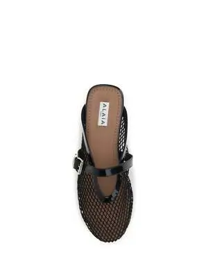 Alaïa Mesh Mules With Patent Leather Strap - Black