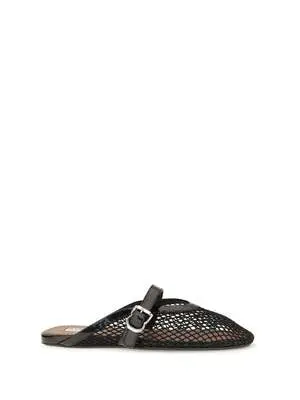 Alaïa ALAIA Mesh Mules With Patent Leather Strap Black
