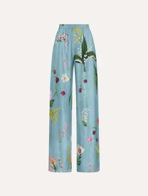 Oscar De La Renta Mixed Botanical Silk Twill Pant