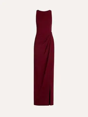 Oscar De La Renta Sleeveless Draped Waist Gown - Red