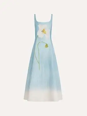 Oscar De La Renta Ombr Peony Faille Dress