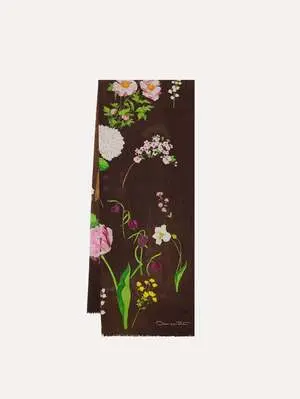 Oscar De La Renta Mixed Botanical Scarf - Brown