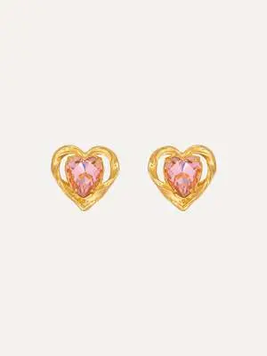 Oscar De La Renta Heart Crystal Clip-on Earrings - Pink