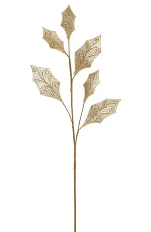 MARK ROBERTS Elegant Holly Leaf Spray - Gold