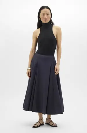 Another Tomorrow Seamed Full Skirt - Midnight