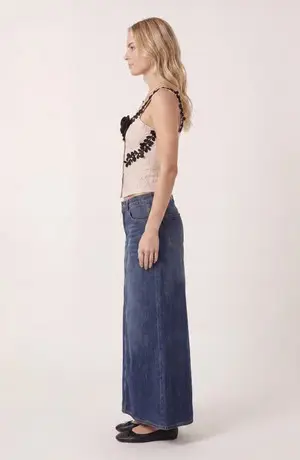 MODENAIRE Lace Panel Floral Strap Detail Button Front Corset Top