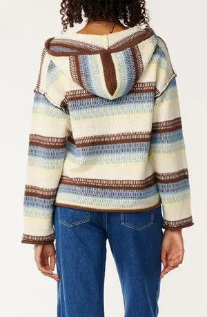 Rip Curl Retro Swell Stripe Hooded Sweater - Ivory Multi
