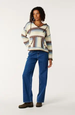 Rip Curl Retro Swell Stripe Hooded Sweater - Ivory Multi