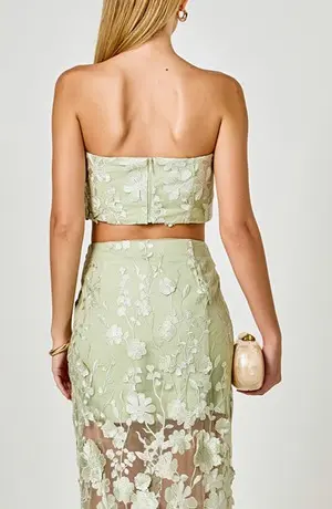 Endless Rose Floral Embroidered Strapless Crop Top