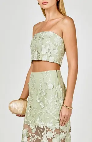 Endless Rose Floral Embroidered Strapless Crop Top
