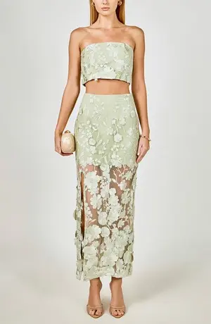 Endless Rose Floral Embroidered Strapless Crop Top