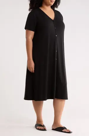 Eileen Fisher Ribbed V-neck Dress