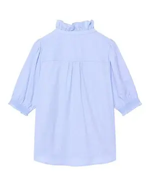 Mint Velvet Cotton Chambray Ruffle Blouse