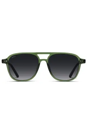 WMP EYEWEAR WMP Eyewear Hayden 53mm Double Bridge Aviator Polarized Sunglasses Emerald Green