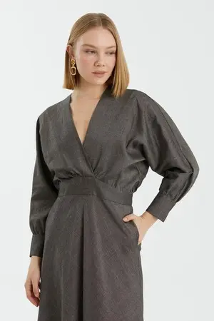 GIZIA Long Sleeve Ankle-length Dress