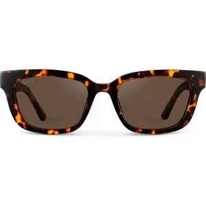 WMP EYEWEAR WMP Eyewear Vivian 52mm Rectangular Polarized Sunglasses Ember Tortoise