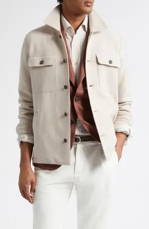 Eleventy Boiled Wool Overshirt - Sand