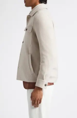 Eleventy Boiled Wool Overshirt - Sand