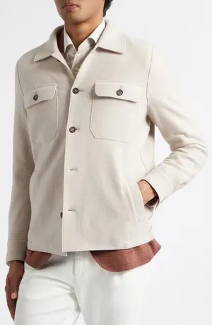 Eleventy Boiled Wool Overshirt - Sand