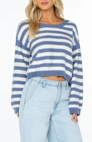 Roxy Striped Cropped Sweater - Wild Wind