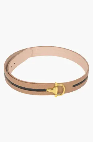 MODENAIRE Leather Belt With D Buckle And Contrast Edge Detail - Brown