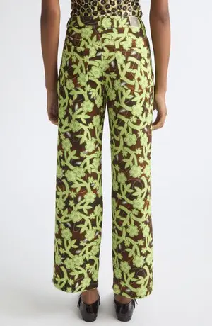SIEDRES Roux Floral Low Rise Straight Leg Cotton Twill Pants