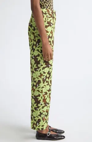 SIEDRES Roux Floral Low Rise Straight Leg Cotton Twill Pants