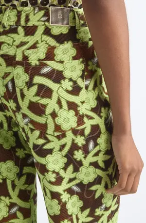 SIEDRES Roux Floral Low Rise Straight Leg Cotton Twill Pants
