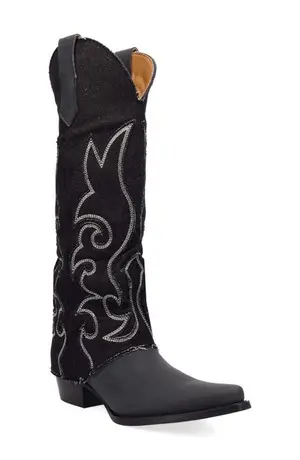 DINGO Knee High Western Boot - Black/black