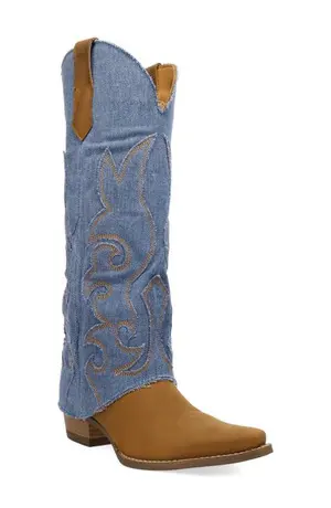 DINGO Knee High Western Boot - Brown/blue