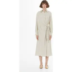GIZIA Tie Detail Linen Midi Dress - Beige