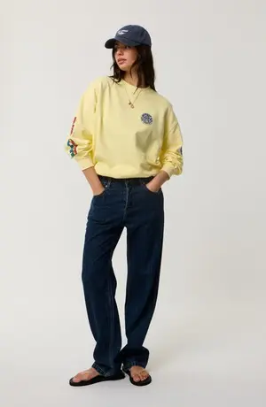 Rip Curl Heritage Graphic Oversized Sweatshirt - Soft Yellow