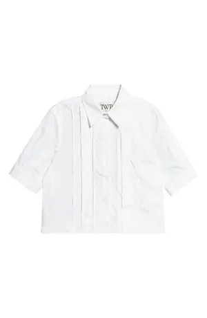 TWP Pintucked Cropped Cotton Shirt