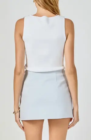 Endless Rose Flower Trim Sleeveless Rib Top