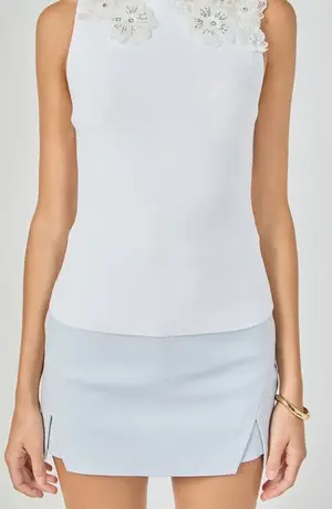 Endless Rose Flower Trim Sleeveless Rib Top