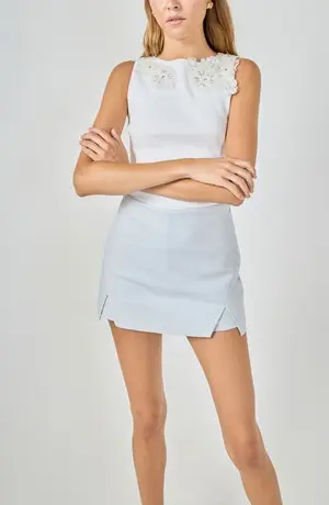 Endless Rose Flower Trim Sleeveless Rib Top