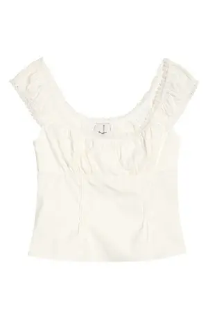 REFORMATION Amourette Lace Trim Square Neck Top