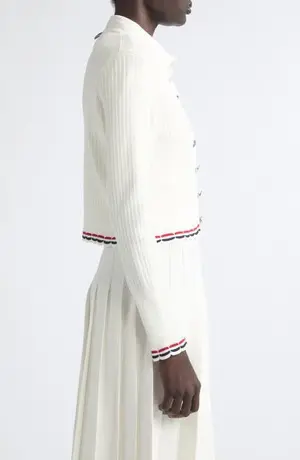 Thom Browne Pointelle Rib Stitch Cardigan