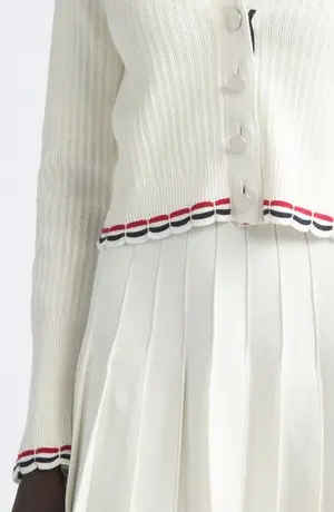 Thom Browne Pointelle Rib Stitch Cardigan