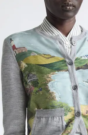 Thom Browne Nantucket Scenic Jersey Stitch Cardigan
