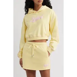 KULANI KINIS Puff Paint Cropped Hoodie - Custard Cloud